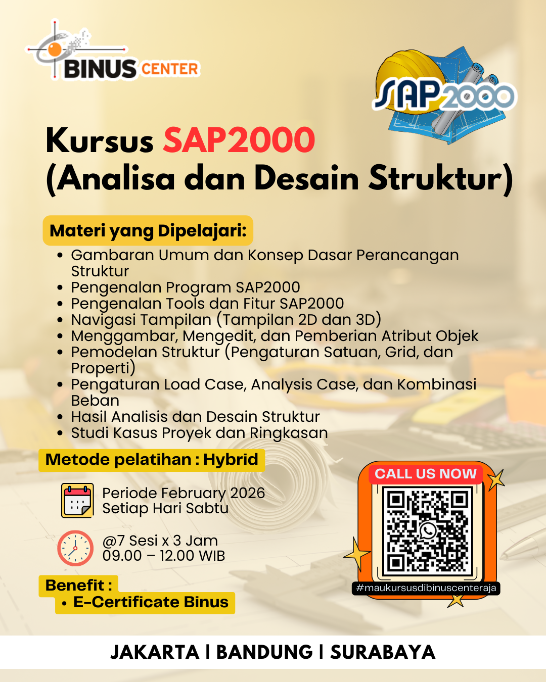 Kursus SAP2000 | Jakarta, Bandung, Surabaya | Hybrid Class - BINUS CENTER